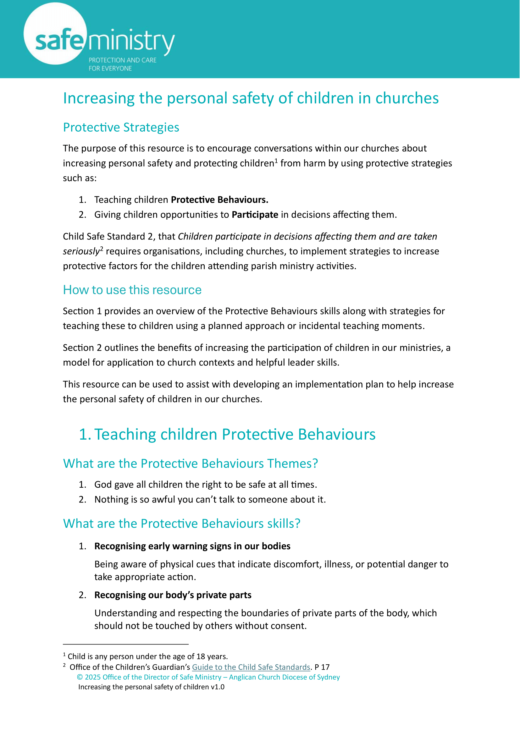 Child Safe Standards – Safe Ministry